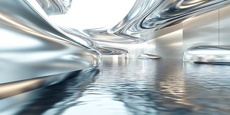 3D Rendered Texture of Liquid Metal with a Reflective Surface for SciFi ...