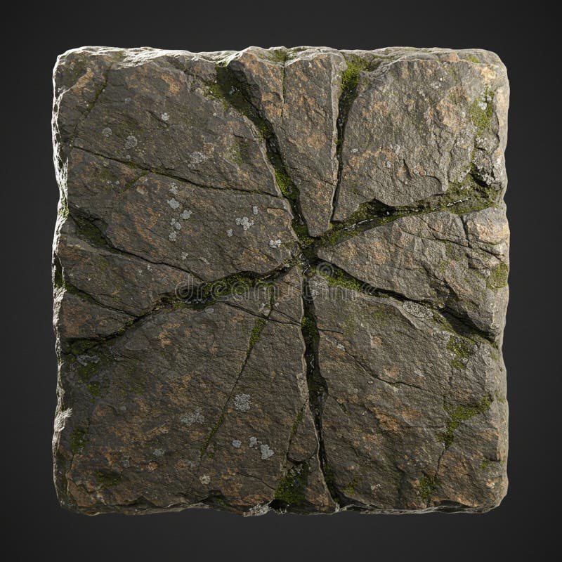 A 3D-rendered Textured Stone Tile with a Rugged, Cracked Surface ...