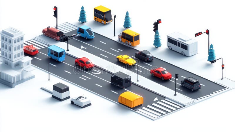 A 3D-rendered Traffic System Where AI-controlled Vehicles Move ...