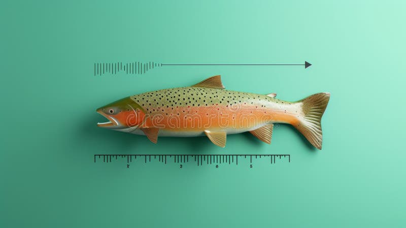 3D Rendered Trout with Measurement Scale and Sound Wave Visualization ...
