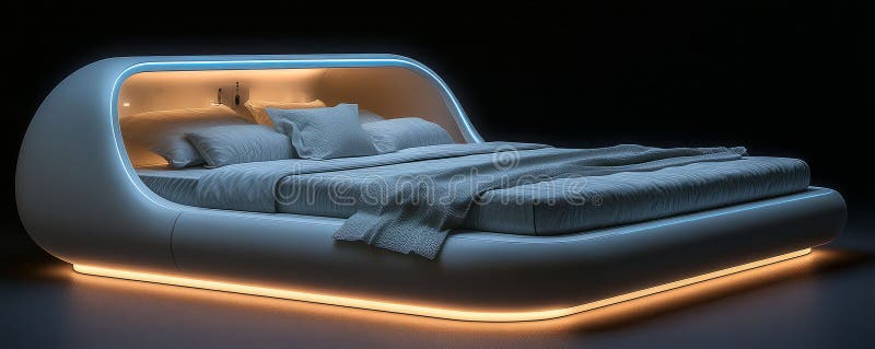 3D Rendered Ultra Modern Bed with Smart Technology Integration ...