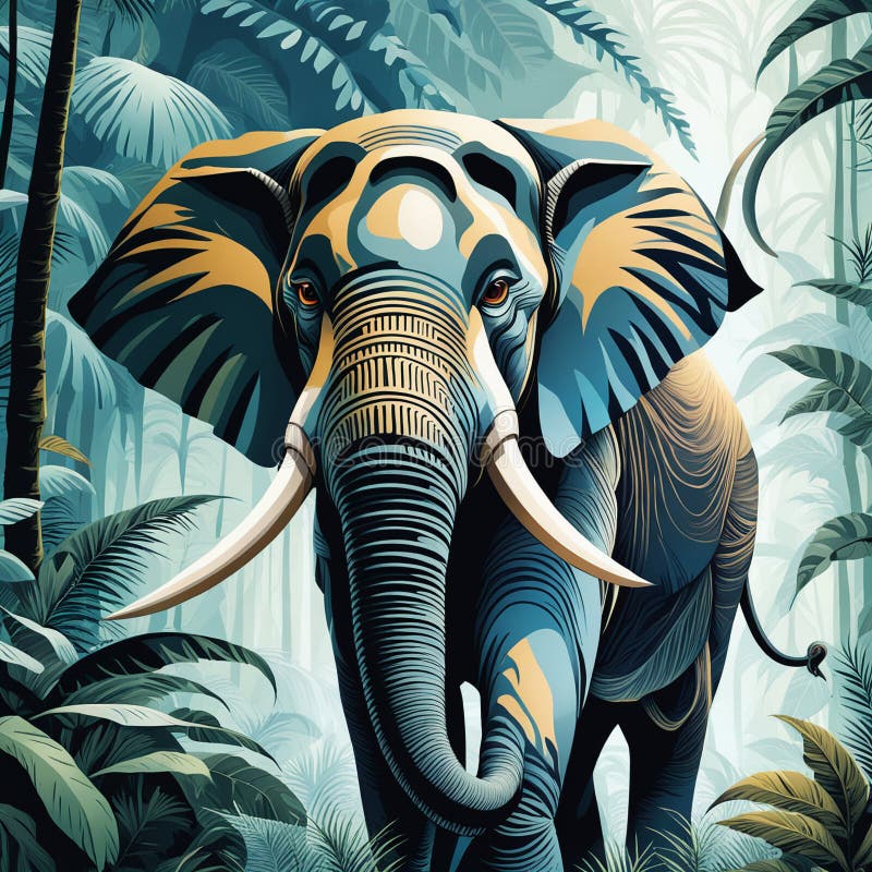 3d Rendered Vibrant Colors Elephant in Woods Generative Ai Stock ...