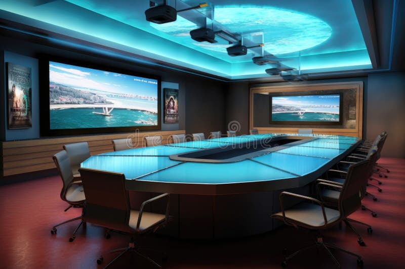 Virtual Conference Room with Multiple Screens, Projectors and Speakers ...