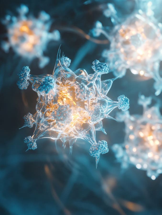 3D-rendered Visualization of Adeno-associated Virus in Glowing Biofluid ...