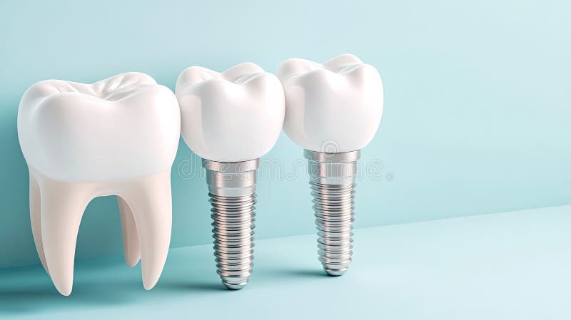 3D-rendered Visualization Shows a Tooth with a Metal Implant Post and ...