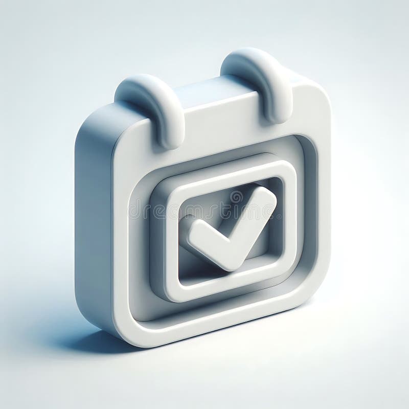 3D Rendered White Calendar Icon with Check Mark Stock Illustration ...