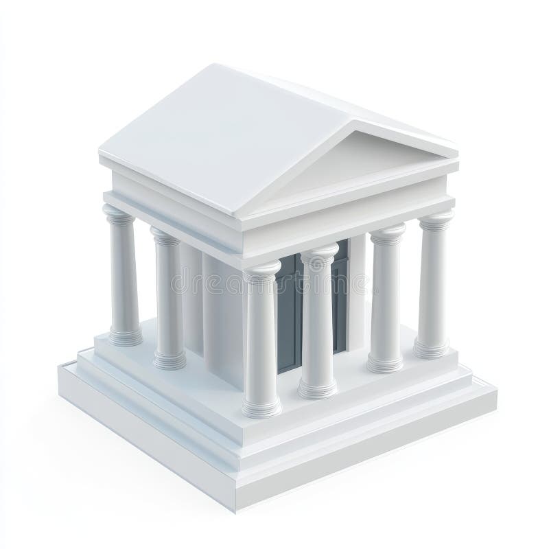 White Classical Building with Columns, 3D Render Stock Illustration ...