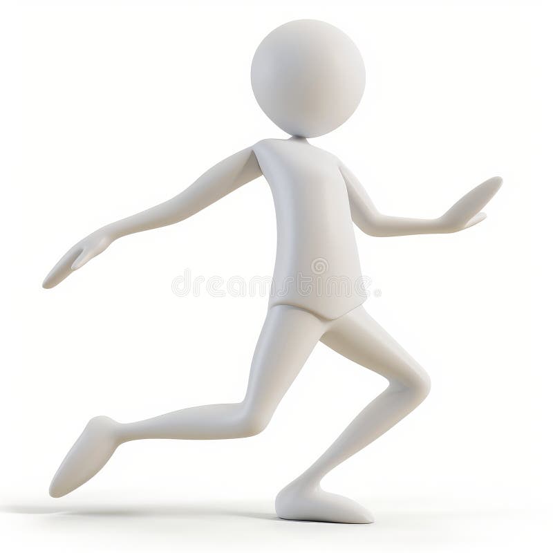 Dynamic 3D White Figure in Motion, Active Pose Stock Illustration ...