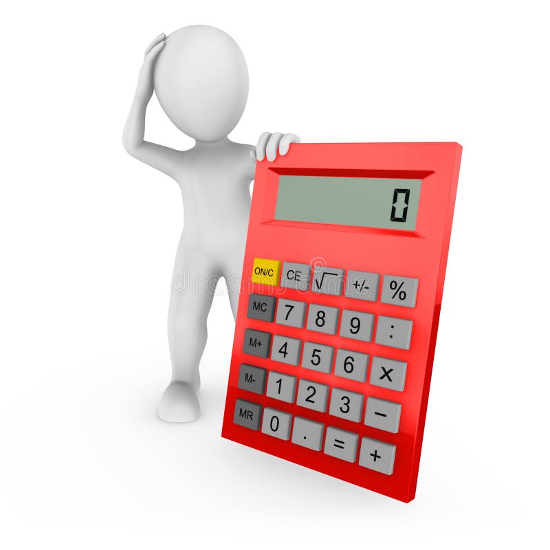 3d human with calculator stock illustration. Illustration of zero ...