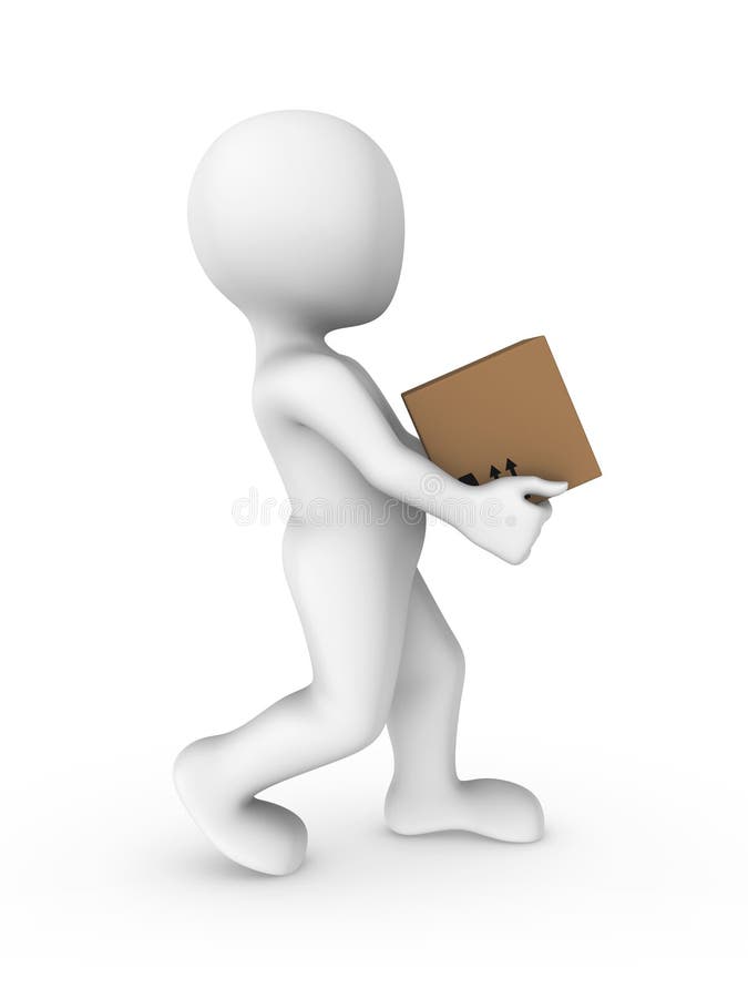 3d Rendered White Human with a Box in Hands. Stock Illustration ...