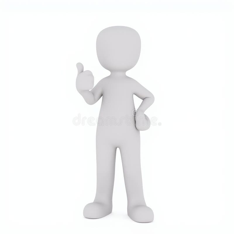 3D-rendered White Humanoid Figure Giving a Thumbs-up Gesture. Stock ...
