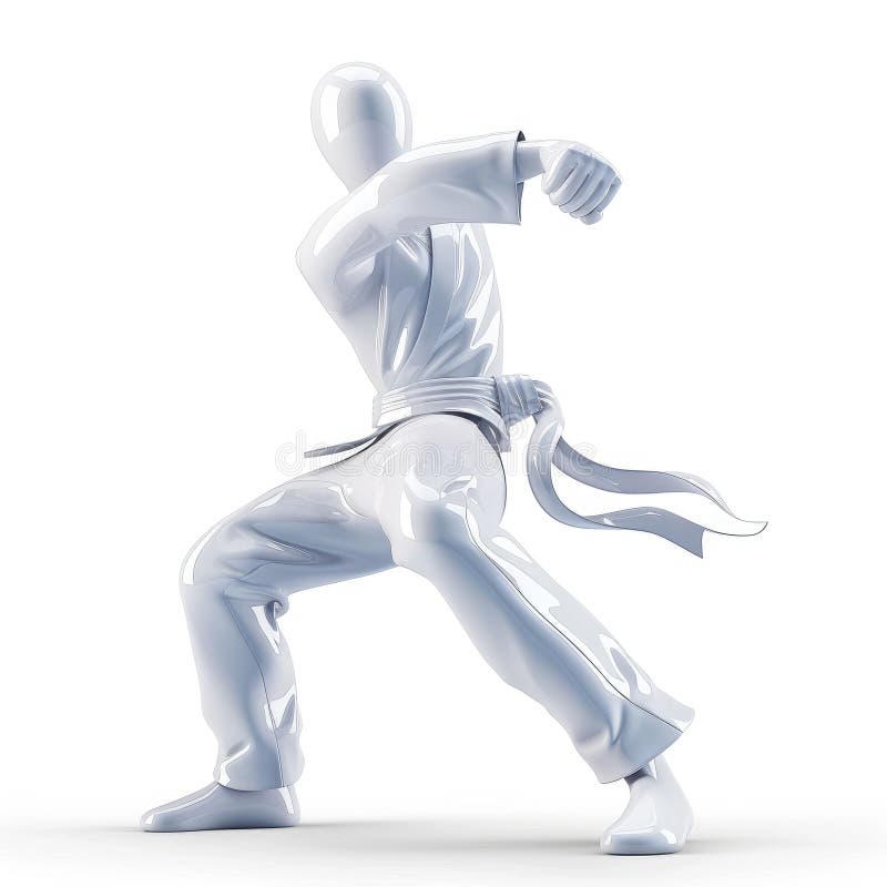 Powerful Karate Pose: White 3D Model of a Martial Artist Stock ...