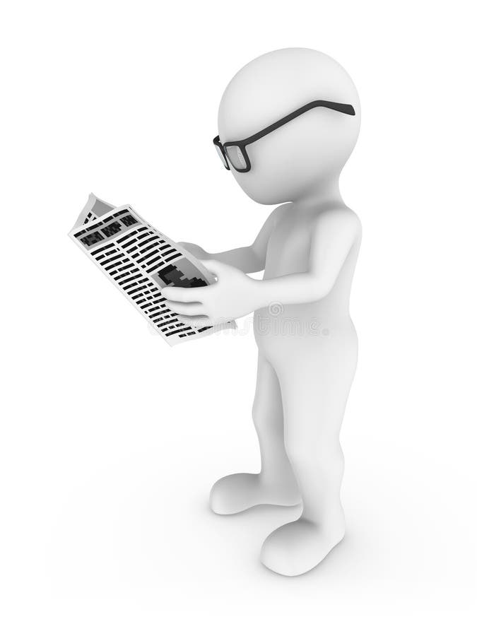 3d man reading newspaper stock illustration. Illustration of character ...