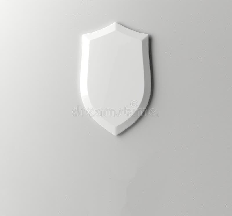 Minimalistic White Shield on a Plain Background in a 3D Rendered Style ...