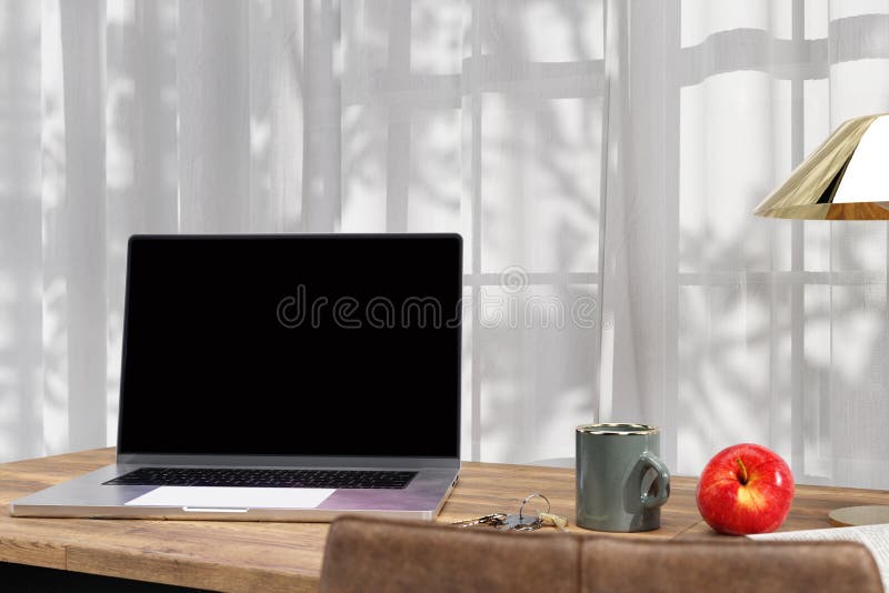 3d Rendered Working Desk with Modern Computer Notebook Mockup Stock ...