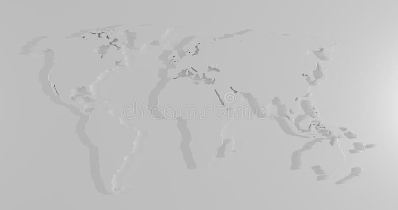 World Map in Gray Colors. 3d Model Illustration. Stock Illustration ...