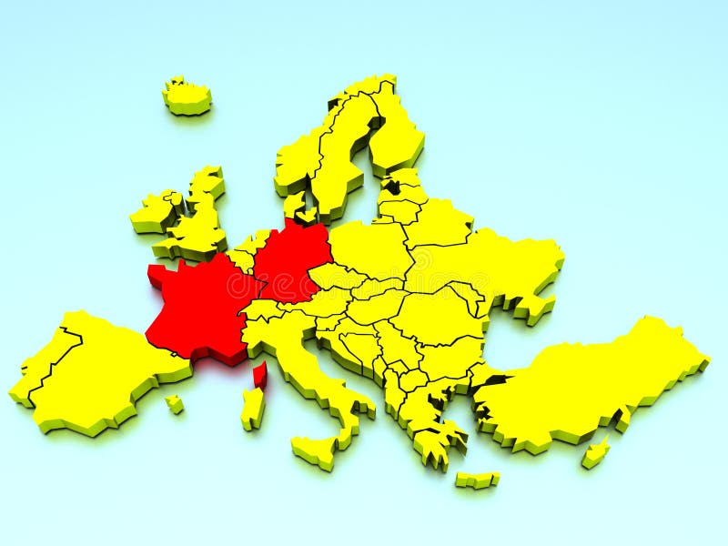 3D Rendered World Map in Two Colors Stock Illustration - Illustration ...