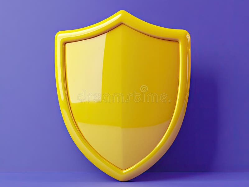 A 3D Rendered Yellow Shield with Minimalist Design Conveys Security ...