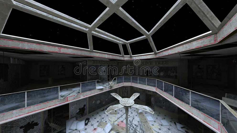 3D Rendering of the Abandoned Atrium Square Stock Illustration ...