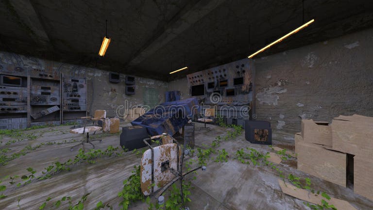 3D Rendering of the Abandoned Building with Rough Interior Stock Illustration - Illustration of ...