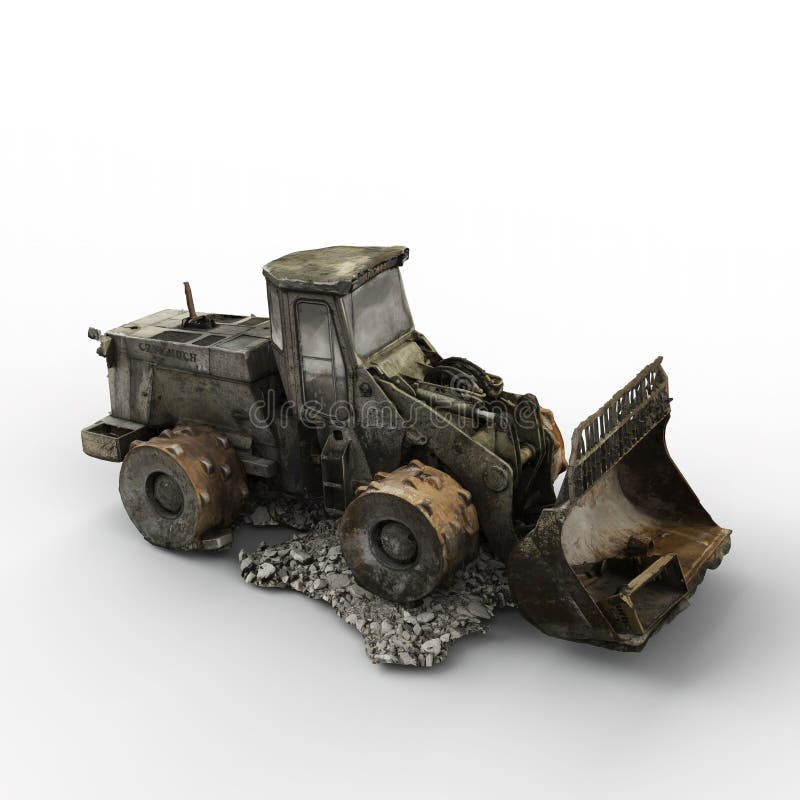 3d Rendering of an Abandoned Construction Vehicle Stock Illustration ...