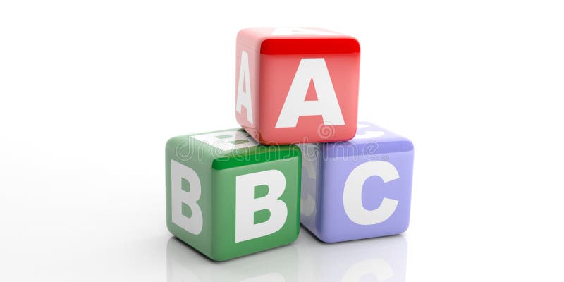 3d Rendering Abc Cubes on White Background Stock Illustration ...