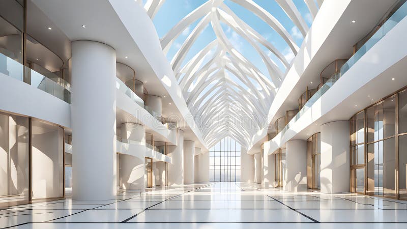 3d Rendering of Abstract Architecture in Modern Style, Symmetry Hall ...