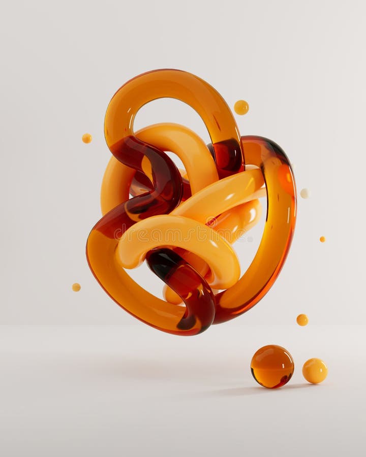 3D Rendering of an Abstract Art Composition Featuring Various Geometric ...
