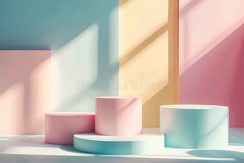 3d Rendering, Abstract Background with Assorted Geometric Shapes and ...