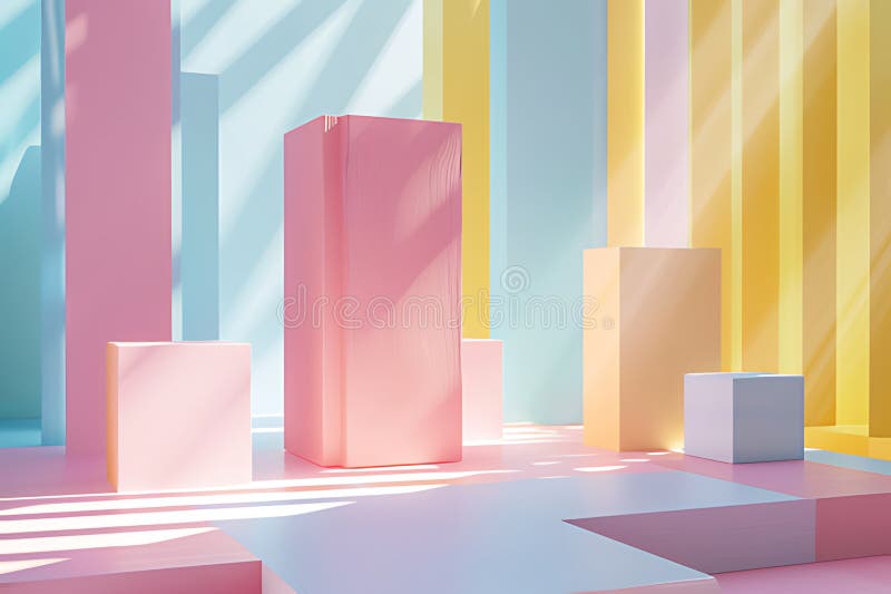 3d Rendering, Abstract Background with Assorted Geometric Shapes and ...