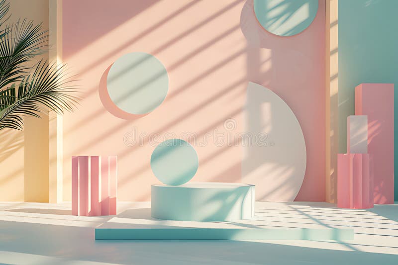 3d Rendering, Abstract Background with Assorted Geometric Shapes and ...