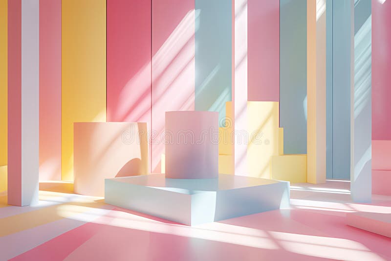 3d Rendering, Abstract Background with Assorted Geometric Shapes and ...