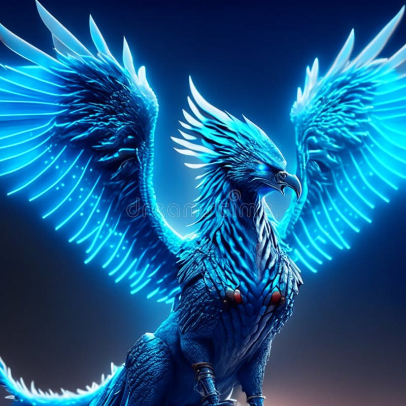 3d Rendering of an Abstract Background with a Blue Bird with Wings AI ...