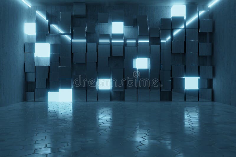 3d Rendering of Abstract Background with Blue Light and Stacked Stock ...