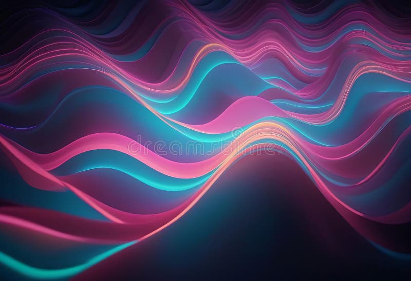 3d Rendering, Abstract Background of Colorful Neon Wavy Line Stock ...