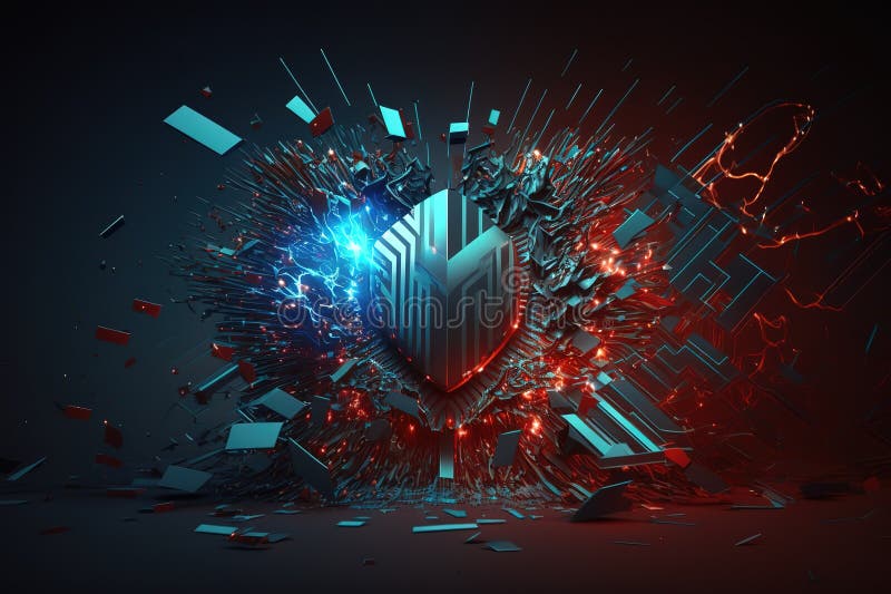3D Rendering. Abstract Background Concept of Cyber Security and Attack ...