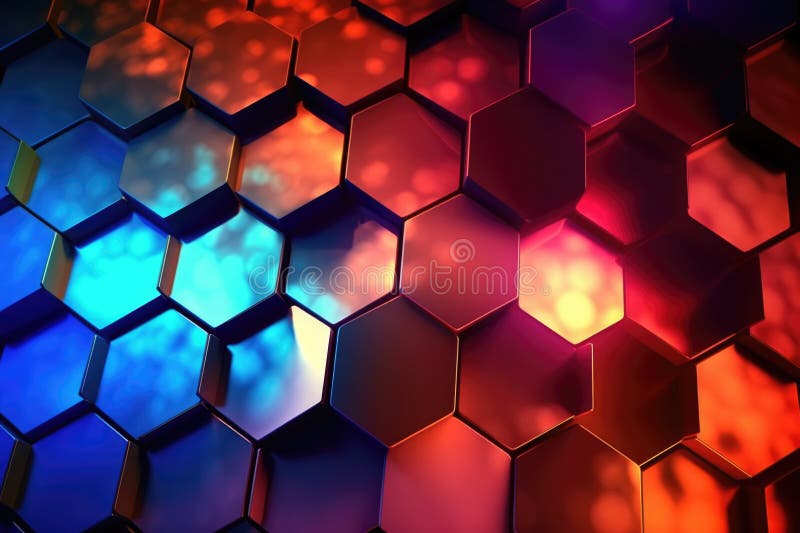3d Rendering of Abstract Background with Hexagons in Red and Blue Stock ...