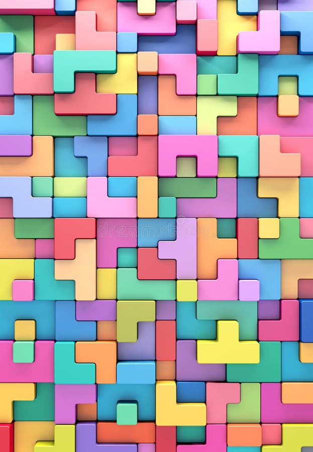 3D Rendering Abstract Background of Multi-colored Rounded Shapes Stock ...