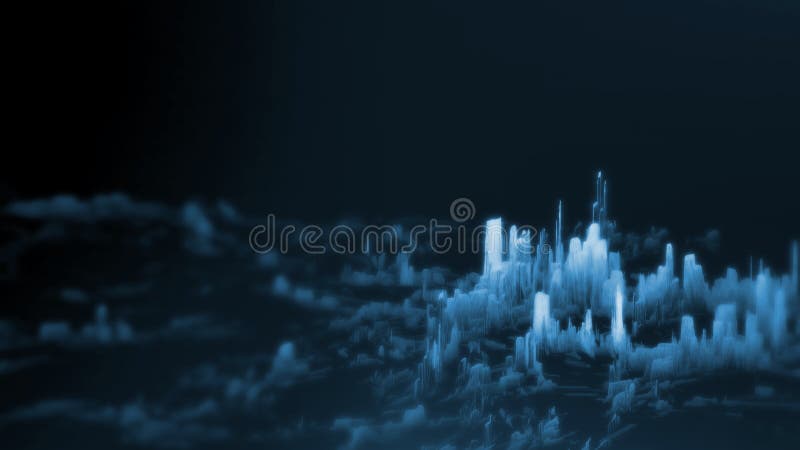 3d Rendering Of Abstract Binary City With Data Visualization Technology