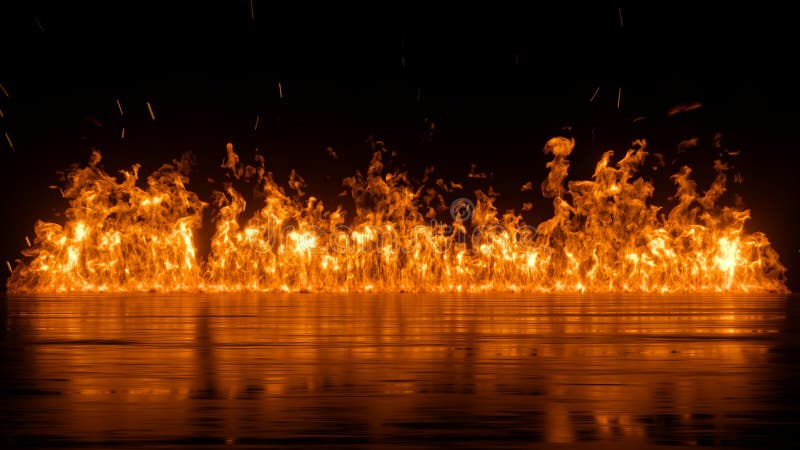 3d Rendering, Abstract Black Background with Blazing Fire Stock ...