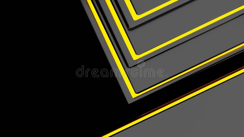 3d Rendering of Abstract Black and Gold Lines with Shiny Golden Shadows ...