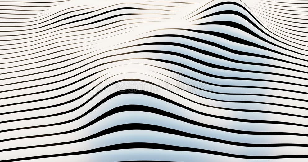 3d Rendering. Abstract Black-and-white Surface with Flowing, Undulating ...