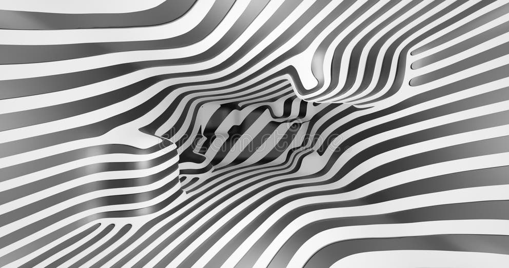 3d Rendering. Abstract Black-and-white Surface with Flowing, Undulating ...