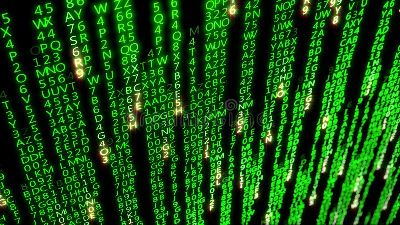 3D Rendering of Abstract Blocks of Matrix Code Located in the Virtual ...