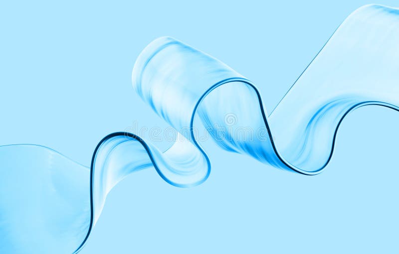 3d Rendering, Abstract Blue Background, Curvy Translucent Ribbon ...