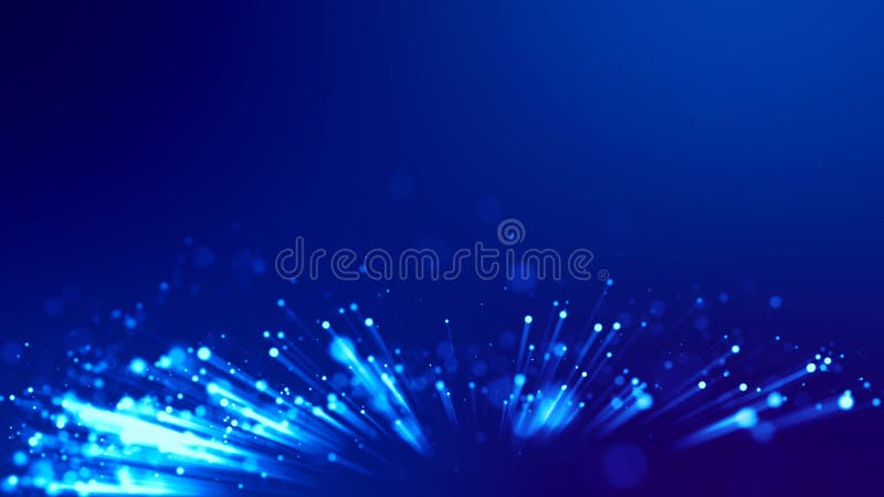 Blue Background Of Glowing Particles With Depth Of Field And Bokeh As ...