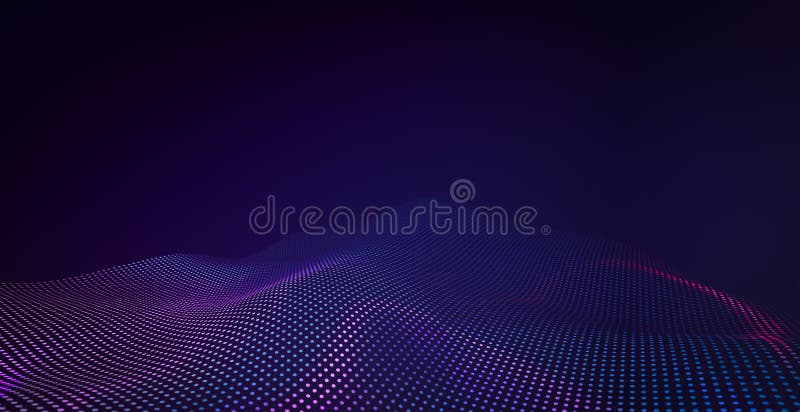 3d Rendering of an Abstract Blue and Purple Particles Wave Forming a ...