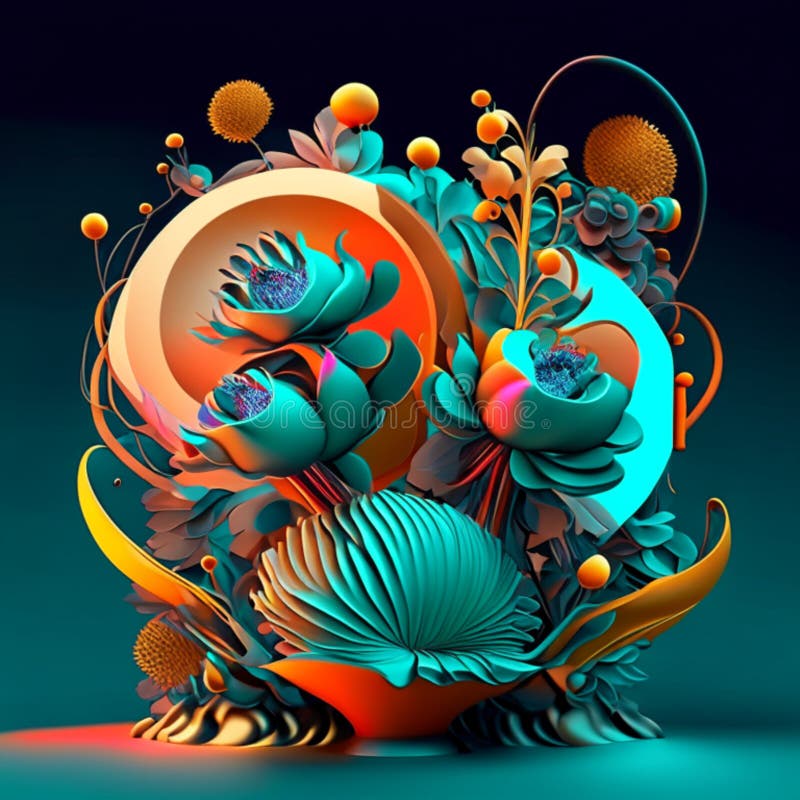 3d Rendering of Abstract Composition in Digital Art Style for Webdesign ...