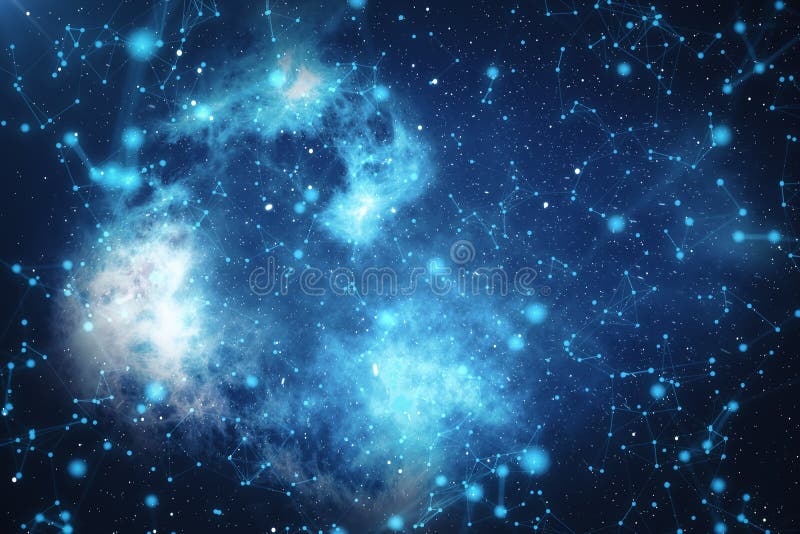 3D Rendering Abstract Connected Dots with Lines. Technology Concept ...