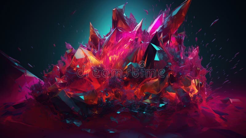 3d Rendering of Abstract Crystals on Dark Background Magic Crystal ...